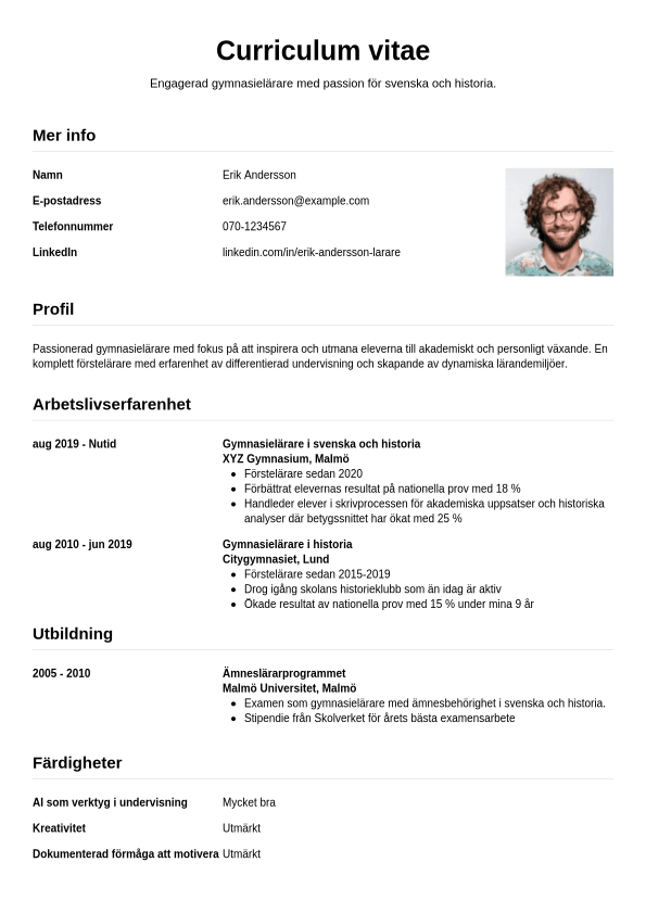 CV för lärare – CV-exempel & goda råd - CV.se